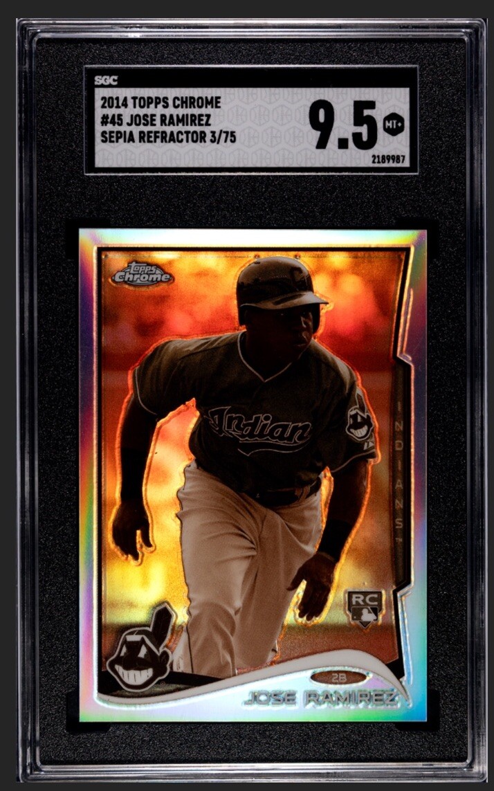 2014 TOPPS CHROME JOSE RAMIREZ SEPIA REFRACTOR #45 ROOKIE RC /75 SGC 9. ...