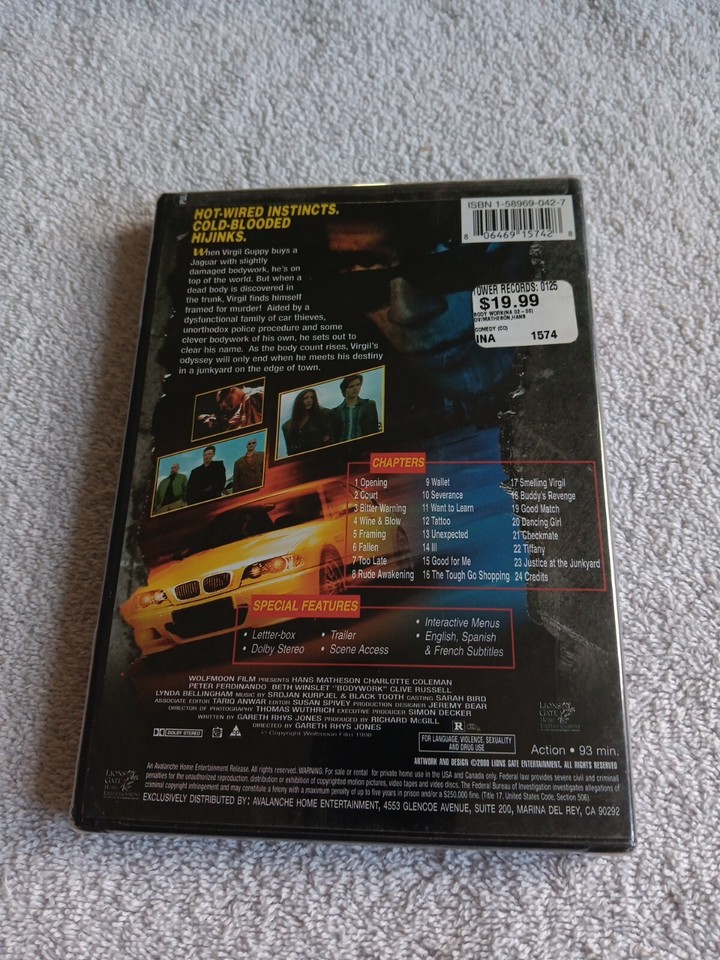Body Work Movie Film DVD 2001 Letterbox Edition Hans Matheson Charlotte ...