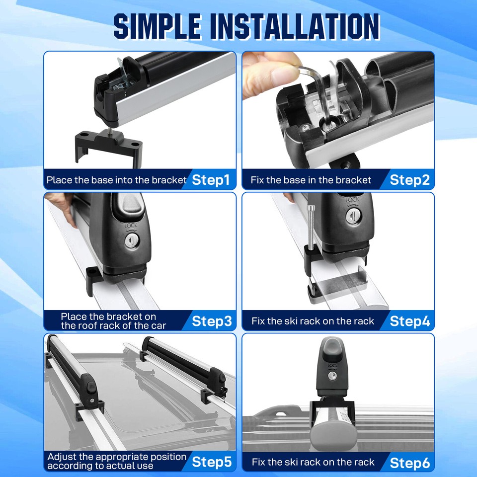 Snowboard Ski Top Roof Rack Carrier Cross Bar &Lock For Mazda CX-3 CX5 ...