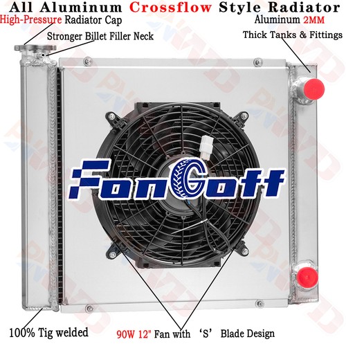 Double Pass 3 Row Radiator Shroud Fan for Chevy SBC 350 Crossflow 22"W ...