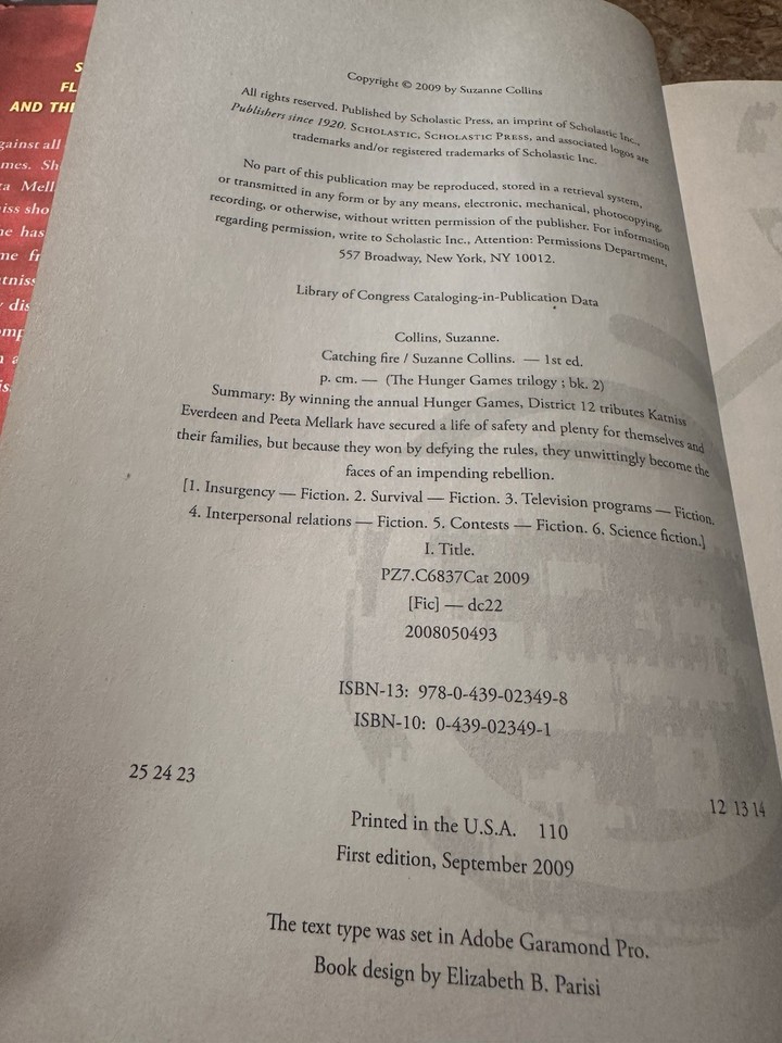 Hunger Games First Edition Print Books 1 & 2 Catching Fire/Hunger Games ...