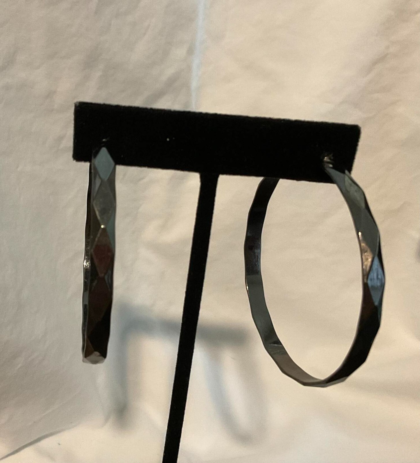 Large black hoop fashion earrings 2 1/4 inches in diameter | eBay