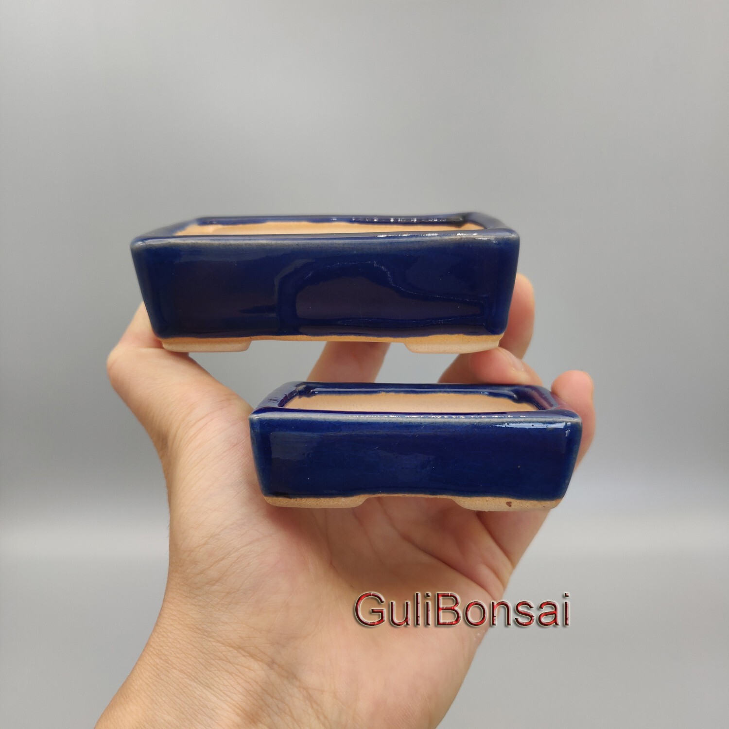 Dark Blue Glazed Rectangular Shallow Bonsai Pot Mame Penjing | eBay