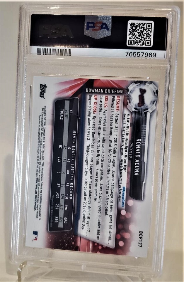 2017 Bowman Ronald Acuña 1st Bowman Chrome Prospect PSA 10 BCP127 | eBay