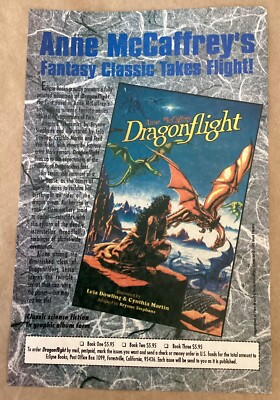 Dragonflight 1991 print ad retro art vntg Anne McCaffrey comic book ...