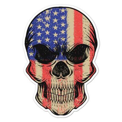 American US Flag Skull, Vinyl Decal Sticker, Indoor Outdoor, 3 Sizes ...