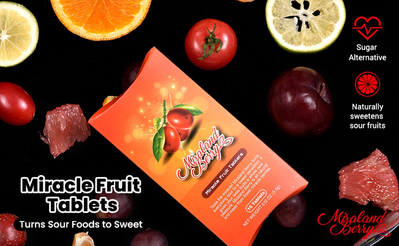 Miraland Berry Miracle Fruit Tablet, Turns Sour Foods to Sweet, 20 ...
