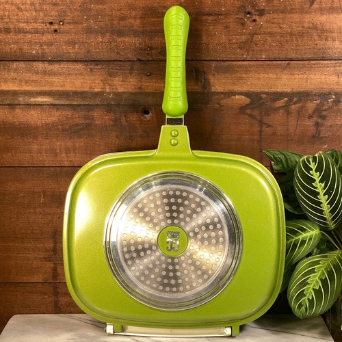 Green Cook's Companion Versa Flip Pan Grill 11" Cast Aluminum Ceramic ...