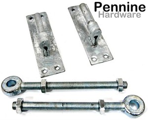 1 Pair Gate HINGE PINS 12mm Ø GALVANISED + Adjustable EYEBOLTS Gate ...