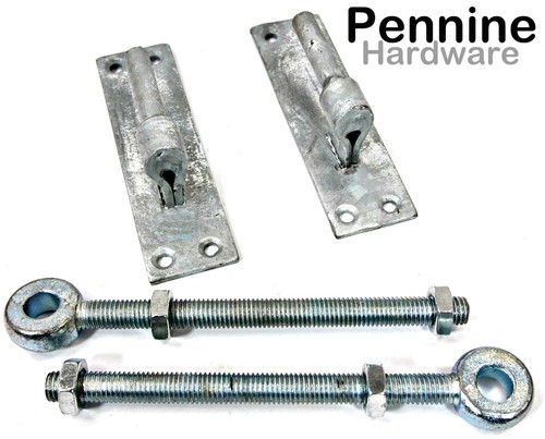 1 Pair Gate HINGE PINS 12mm Ø GALVANISED + Adjustable EYEBOLTS Gate ...