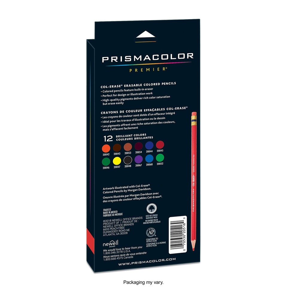 Prismacolor Col-Erase Erasable Colored Pencils, Adult Coloring, 12 Pack ...