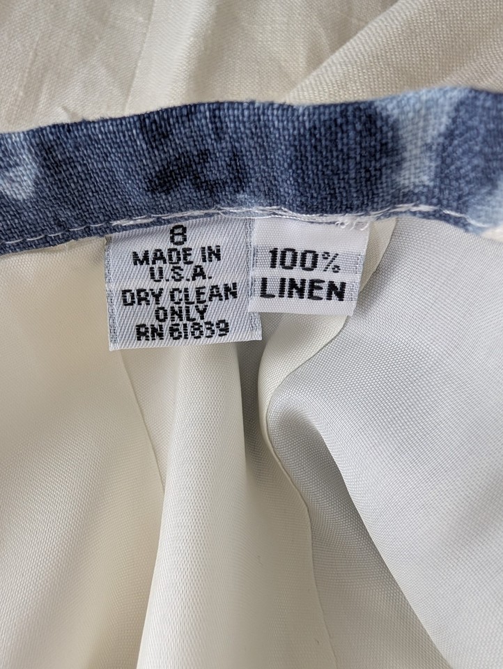 RICKIE FREEMAN for Teri Jon Linen Floral Lined Pencil Skirt Ivory Blue ...