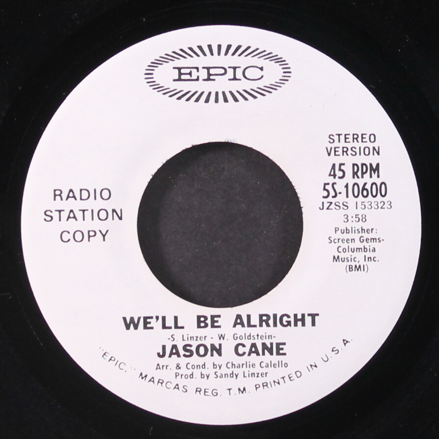 JASON CANE: we'll be alright EPIC 7" Single 45 RPM | eBay