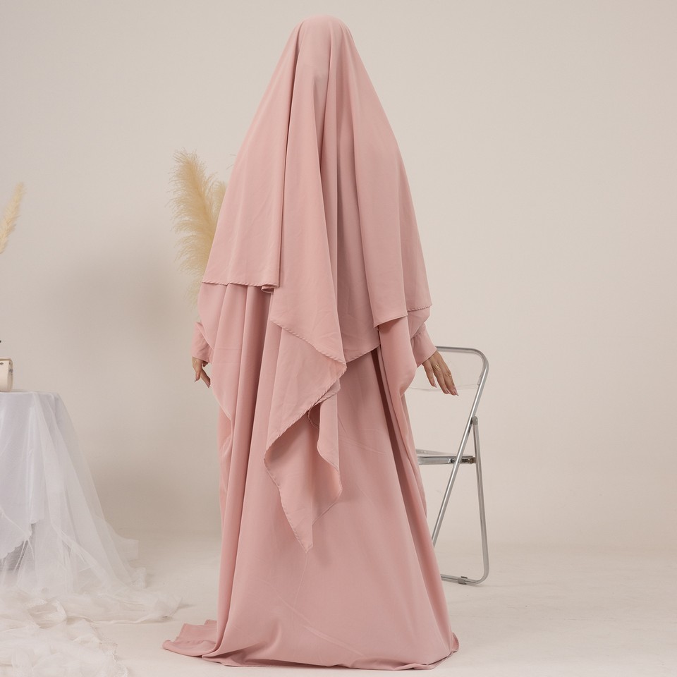 2Piece Sets Muslim Women Abaya Dubai Kaftan Large Overhead Headscarf ...