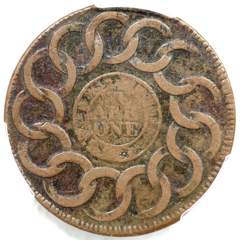 1787 N 12-Z R-5- PCGS VF 25 Raised Rims Lg Lett Fugio Cent Colonial ...