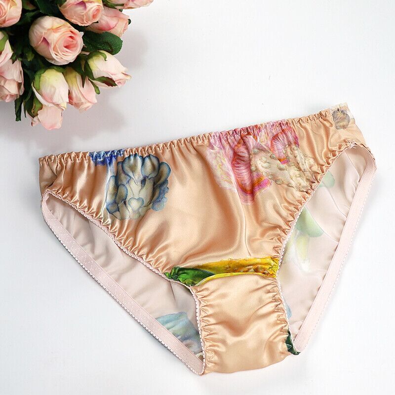 Nature Silk Floral Panties for Women Maidens Knickers Prints Briefs ...