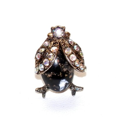 Vintage AJC Bee Brooch Jelly Belly Stone Gold Rhinestone Insect Fly ...