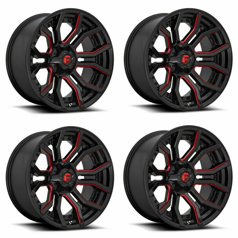 Set 4 Fuel D712 Rage 20x9 6x135 6x5.5 Black Red Tinted Clear Wheels 20 ...