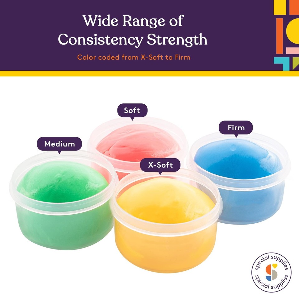 Therapy Putty Kit for Stress Relief - 4 Strengths, 3 Ounces Each ...