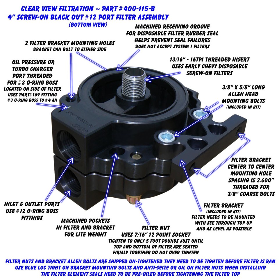 Clear View Filtration Screw-On See Through Oil Filter 400-115-B | eBay