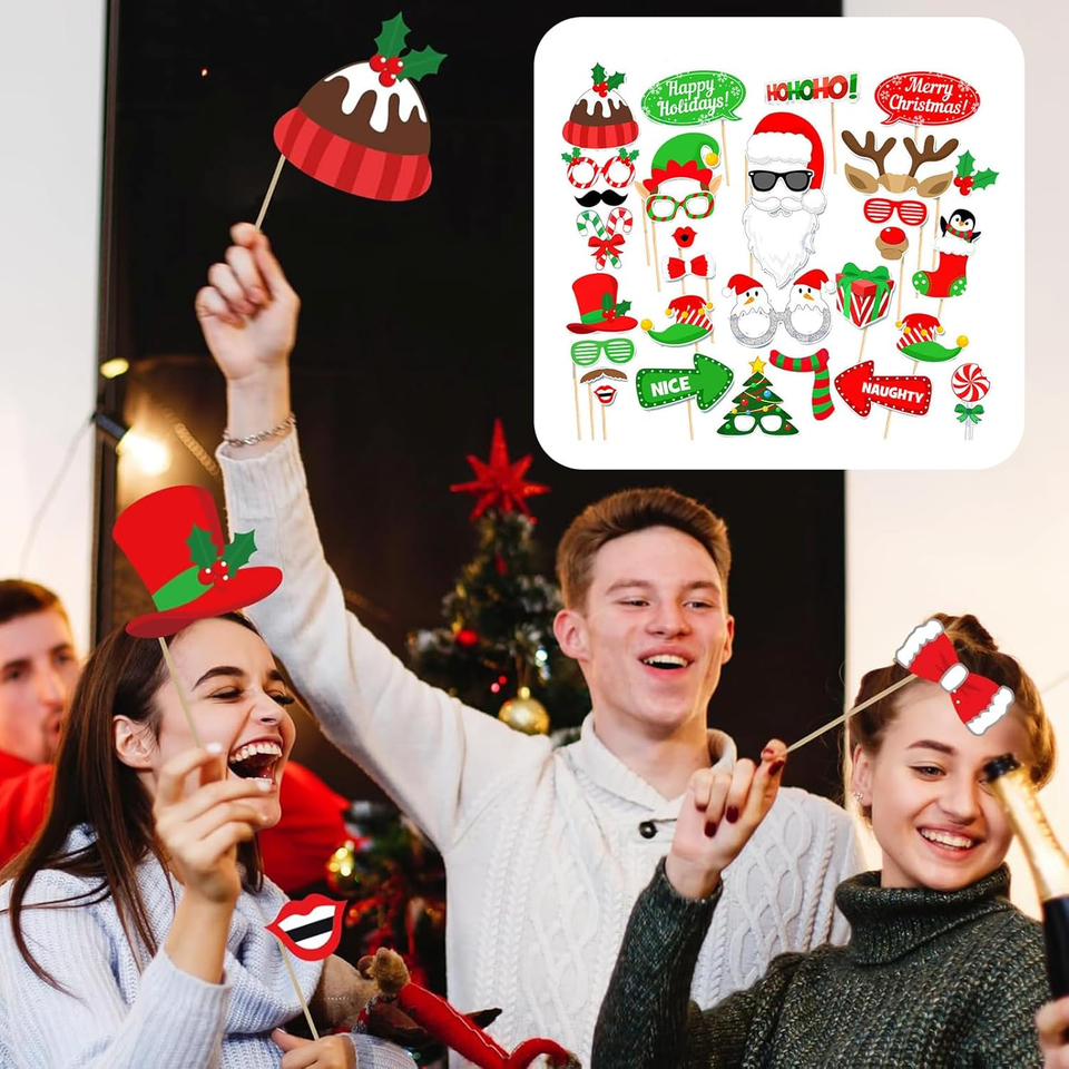 Christmas Photo Booth Props - Christmas Photo Booth Props Kit 32 Counts ...