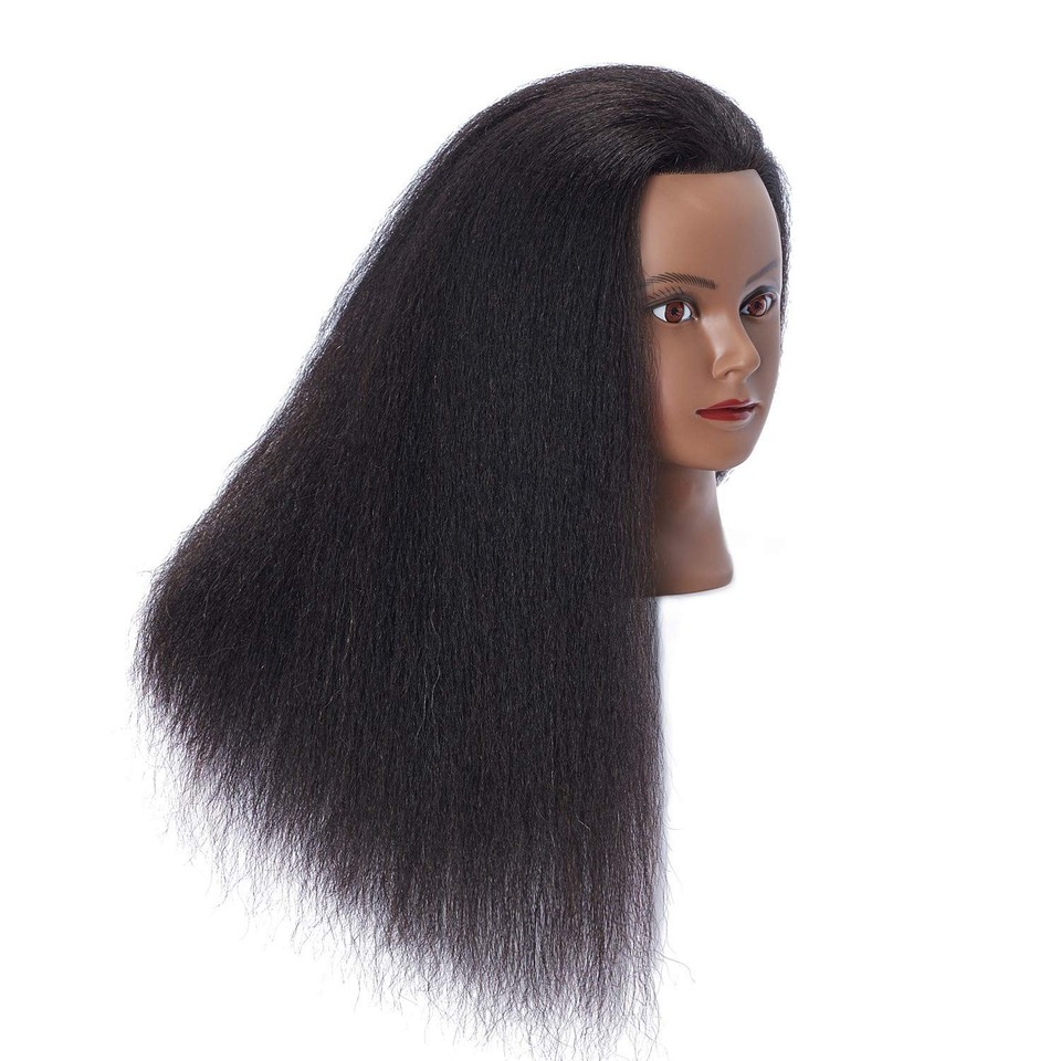 100% Real Hair Afro Mannequin Head Hairdresser Hair Styling Training ...