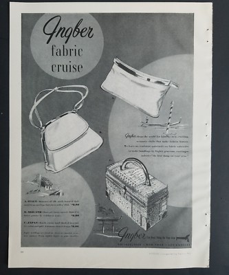 1952 INGBER Italy Ireland Japan fabric Cruise women's handbag purse ...