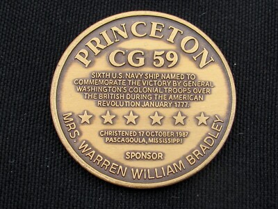 USN PRINCETON CG 59 Christened 1987 Christening Challenge Coin ...
