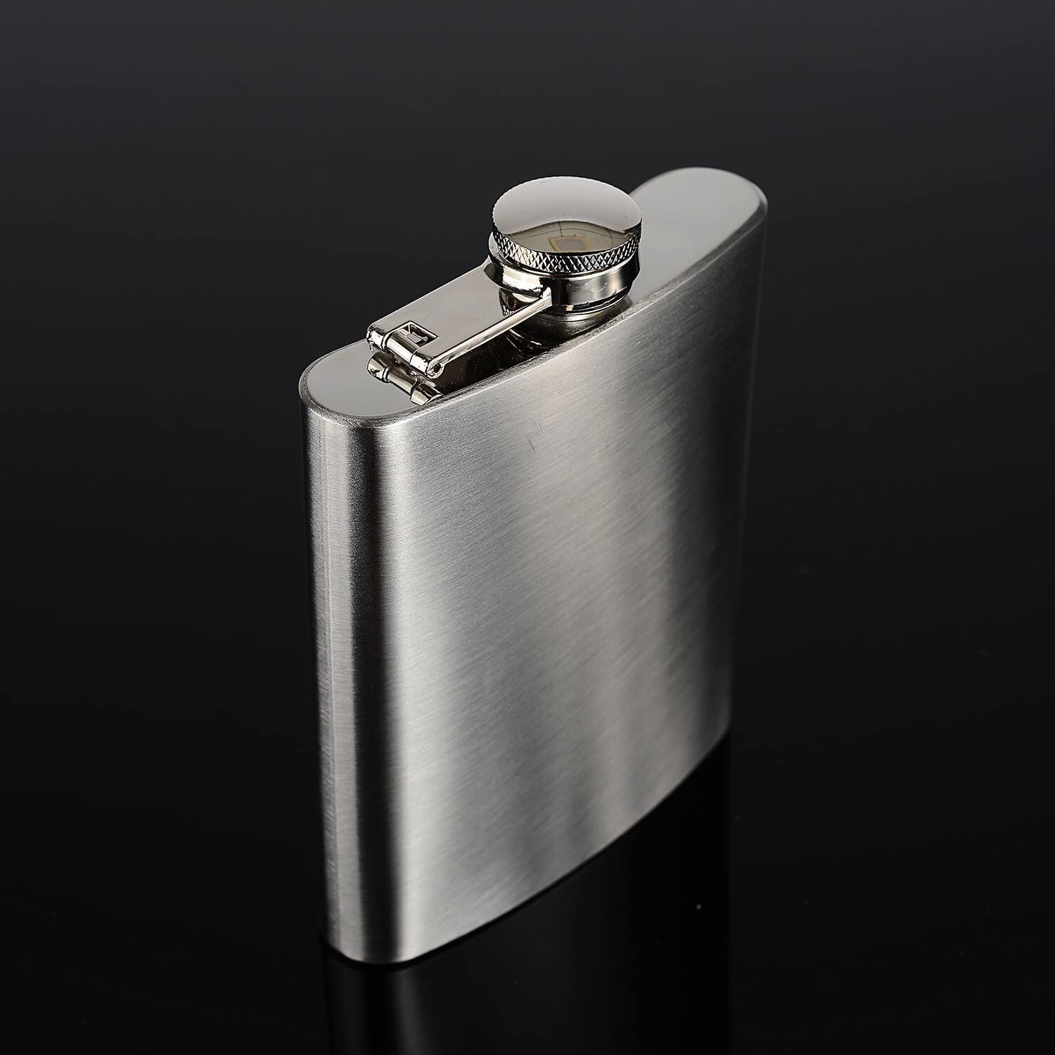 Stainless Steel Leather Stitched Hip Flask 7oz 210 ML with Two Shot ...