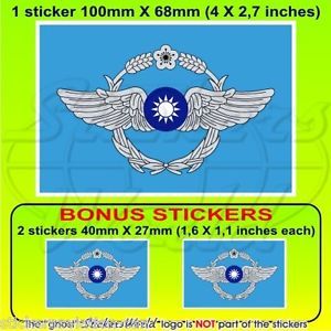 TAIWAN ROCAF AirForce Flag RoC Taiwanese Vinyl Decal Sticker 4" x1+2 ...