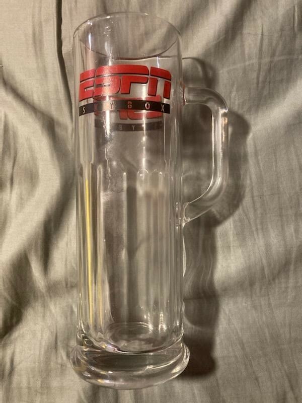 ESPN Skybox Tall Glass Mug ESPN Collector's Beer Glass 24OZ | eBay