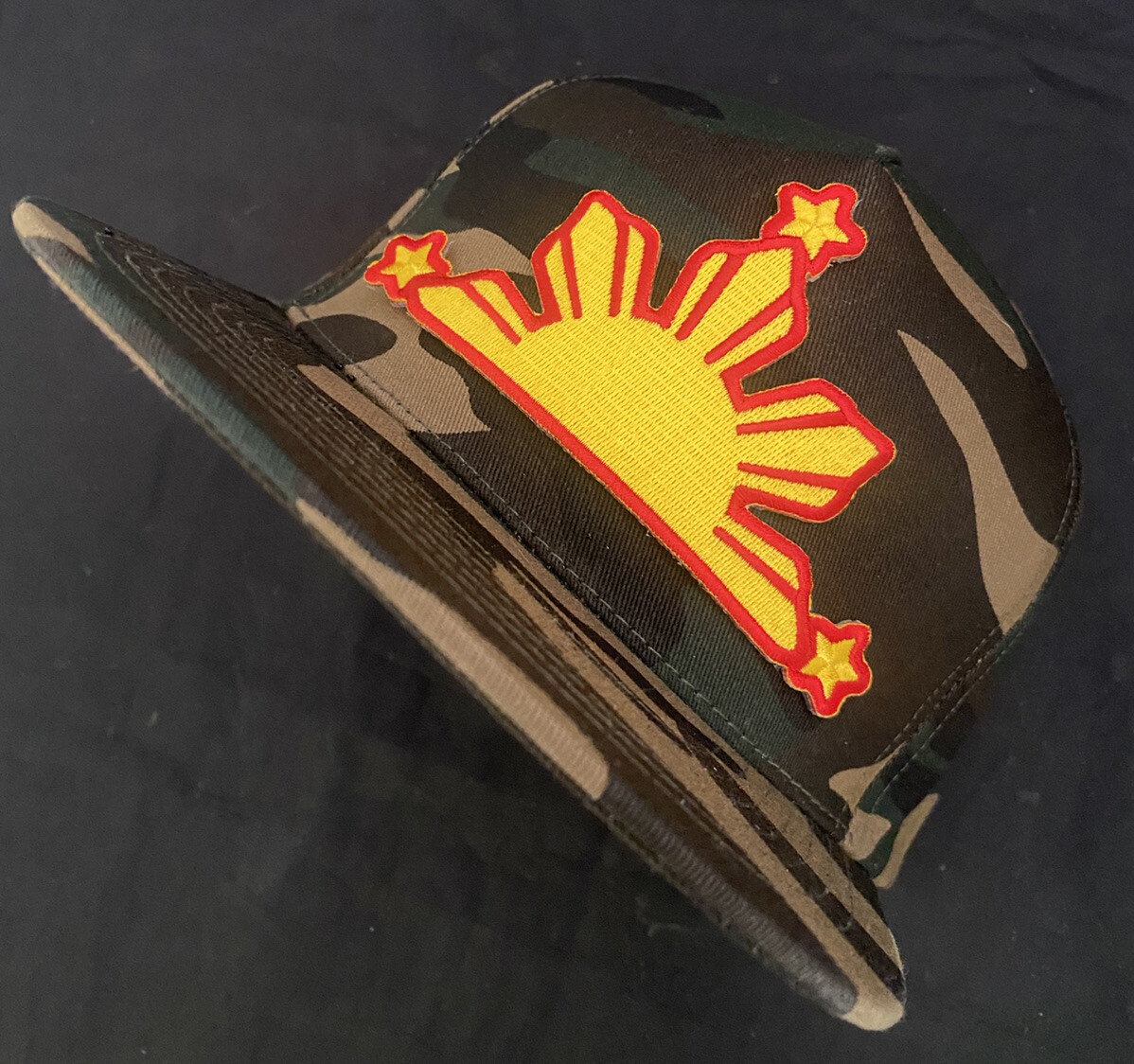 Philippines hat filipino pinoy pinay flag 3 stars and sun Camo Brim Red ...