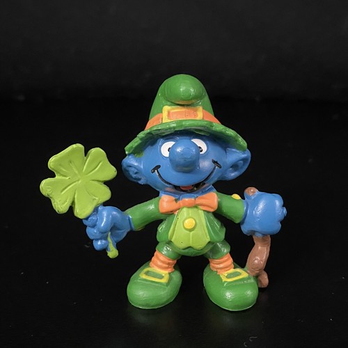 1982 Vintage St. Patrick Leprechaun SMURF Clover Peyo Schleich Made in ...