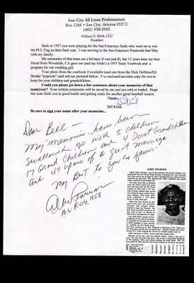 FAN LETTER RESPONSE - ALBIE PEARSON RE: PACIFIC COAST LEAGUE, BAS ...