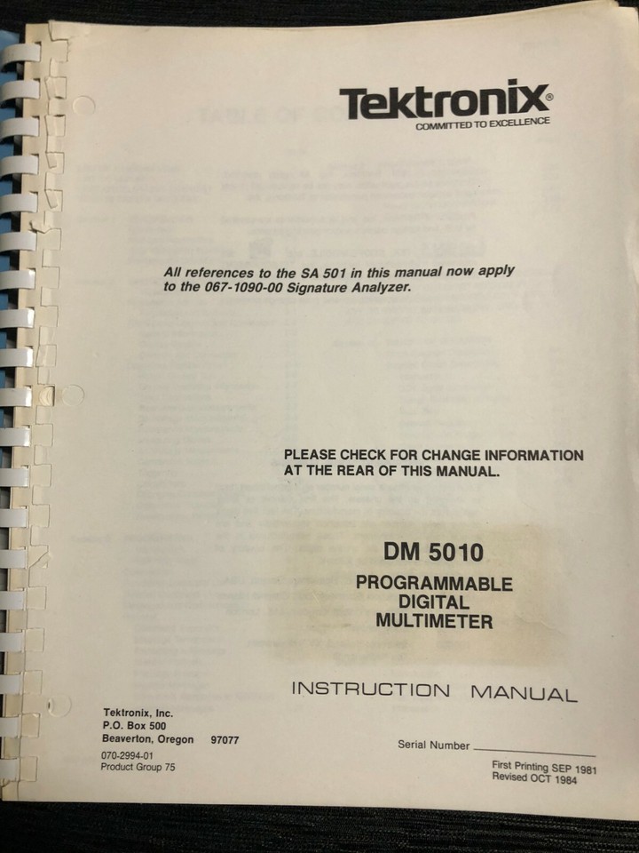 Tektronix 5010 Programmable Digital Meter Instruction Manual | eBay