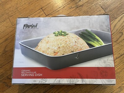 Parini Large Ceramic Rectangular Serving Dish Gray NEW | eBay