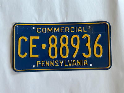1972 VINTAGE PA COMMERCIAL LICENSE PLATE YELLOW AND NAVY CE88936 | eBay