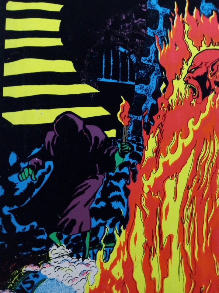 Vintage black light Poster Vintage 1970 Regf Rising Satan Lucifer Devil ...
