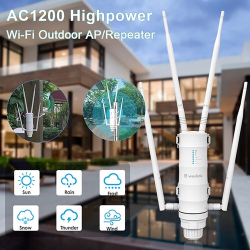 Wavlink AC1200 Outdoor Wireless WiFi Repeater High Gain AP 2.4&5G Range ...