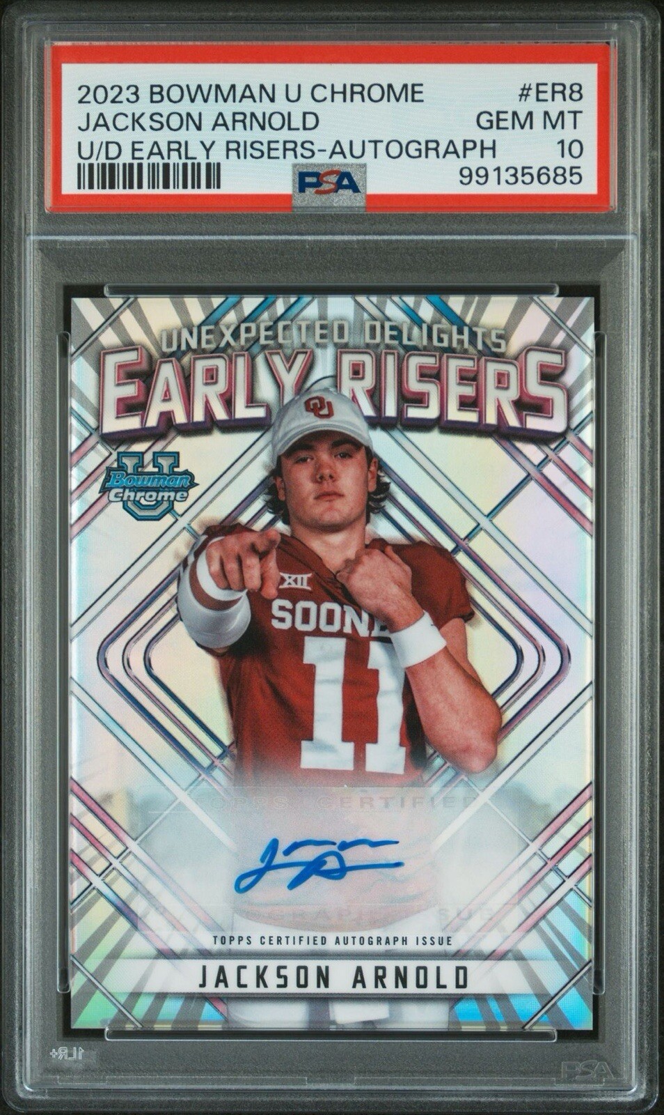 2023 Bowman University Chrome Jackson Arnold Early Risers Auto #/99 PSA ...