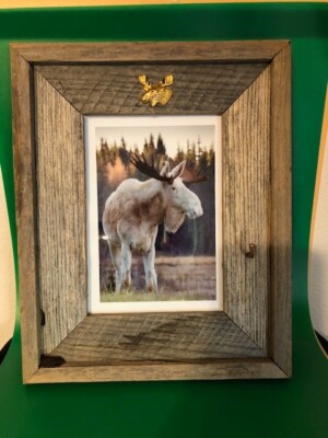 Artist Made Wooden Moose Picture Frame For4 1/2 x 6 1/2" Vertical Photo ...