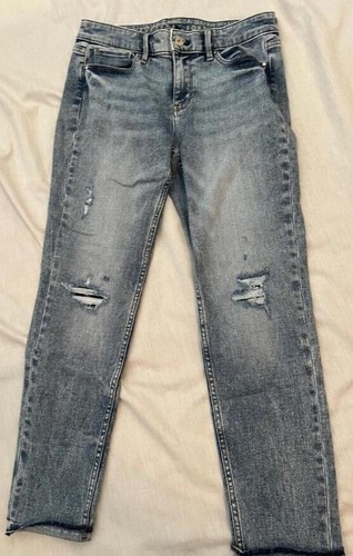 WHBM womens 2 everyday soft blue destroyed distressed patch denim jeans ...