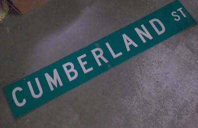LARGE Original~ CUMBERLAND ST Street Sign 54" X 9" White Lettering on ...