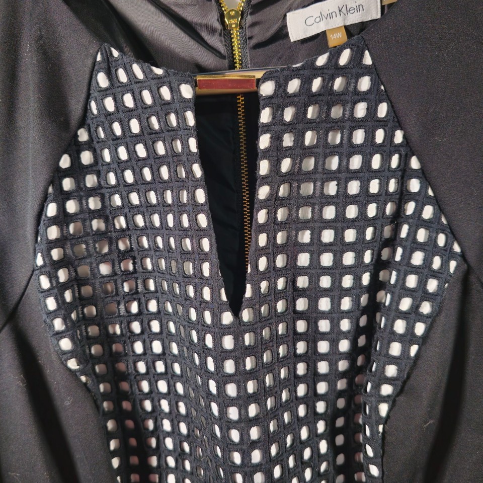 Calvin Klein geometric sheath dress. 14W, slimming style. Work to ...