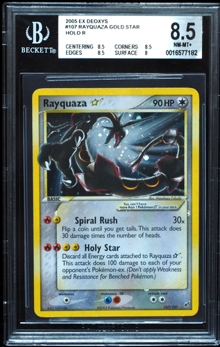Rayquaza Gold Star 107/107 EX Deoxys BGS 8.5 NM-Mint Pokemon Card ...