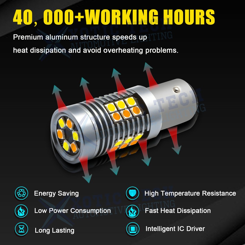 Switchback White/Amber LED Bulbs 1157 For Hyundai Kia Front Turn Signal ...