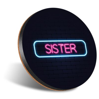 1x Round Coaster 12cm Personal Neon Sign Design For Sister #353661 ...