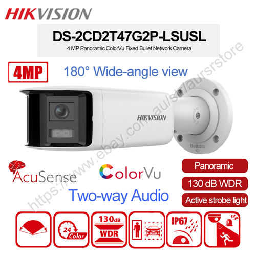 Hikvision 4MP DS-2CD2T47G2P-LSU/SL 180° Panoramic ColorVu 2-way Audio ...