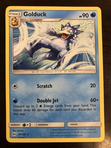 Golduck 29/149 RARE Pokemon Sun & Moon Base Set WATER Type Near Mint HP ...