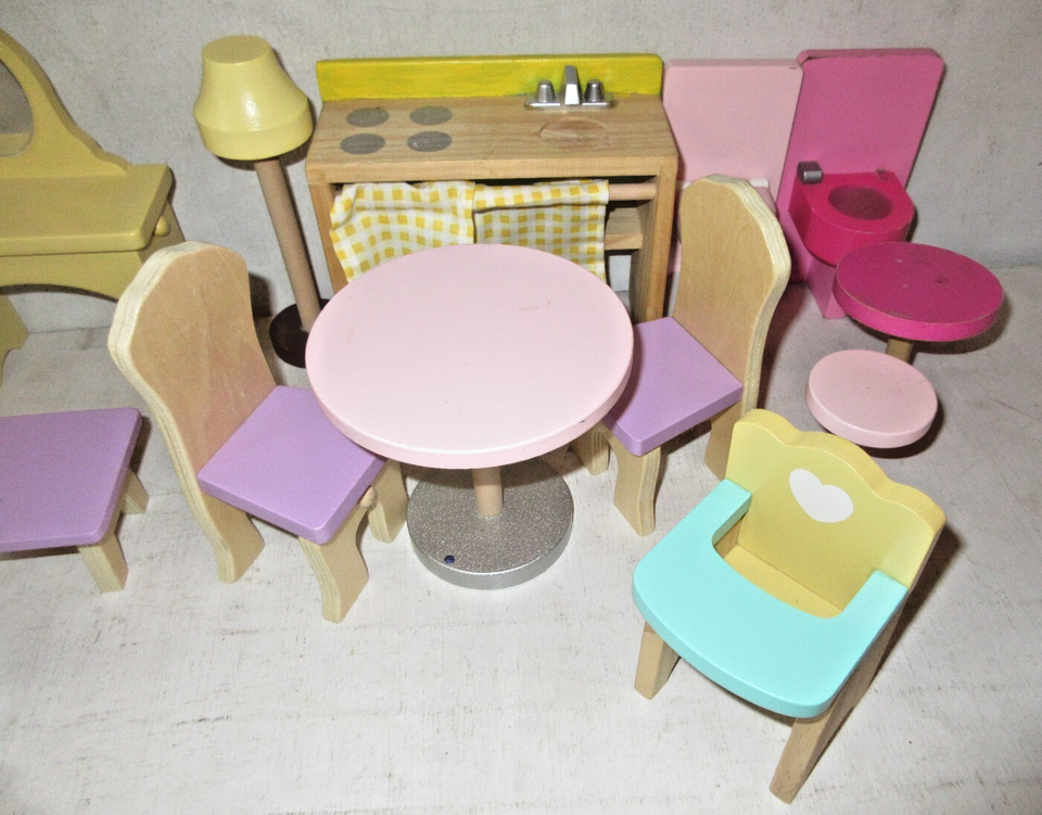 Wooden KidKraft Dollhouse Furniture Barbie Sized Toy Lot Toy Bundle | eBay